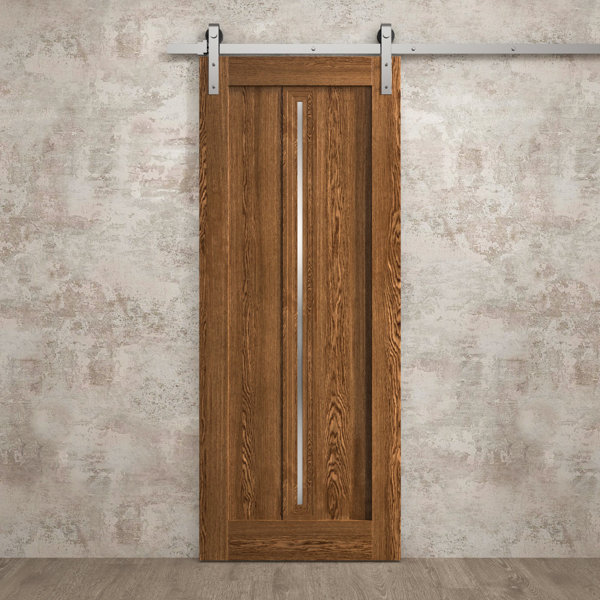 SARTODOORS Modern Barn Door | Ego 5014 | Silver Rail Track Heavy Hardware Set | Solid Panel ...